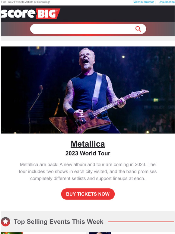 ScoreBig.com: Metallica / Trans-Siberian Orchestra / Pink / Taylor ...