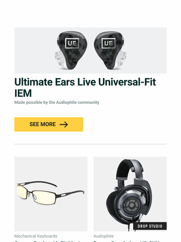 Drop: Ultimate Ears Live Universal-Fit IEM, Gunnar Rocket Alt Fit Men's ...