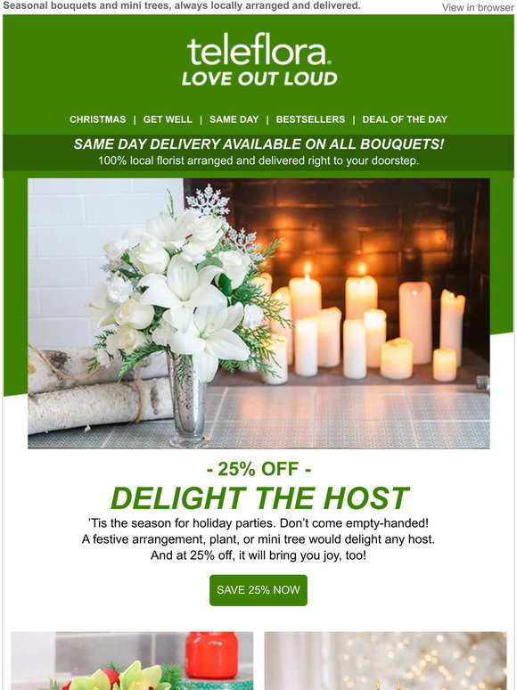 Teleflora: Pick up a Perfect Host Gift 🤶 25% Off Sitewide | Milled