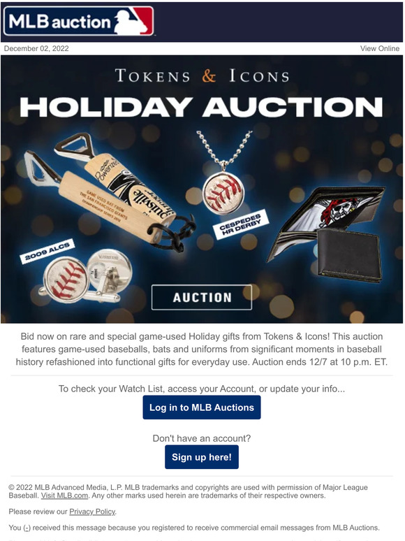 MLB Shop: Tokens & Icons Holiday Auction | Milled