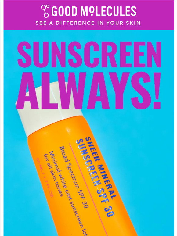 Good Molecules: re: do I need sunscreen in the winter? | Milled