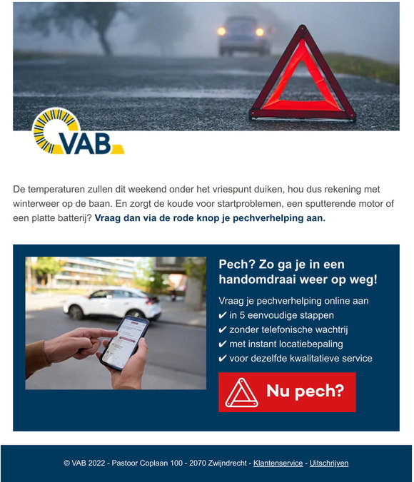 VAB: Vrieskoude op komst! Toch pech? Vraag digitaal de hulp van een ...