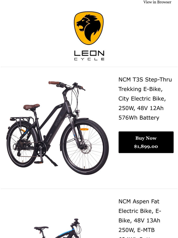 Leon Cycle Australia: Our best selling Products: NCM T3S Step-Thru Trekking E-Bike, City ...