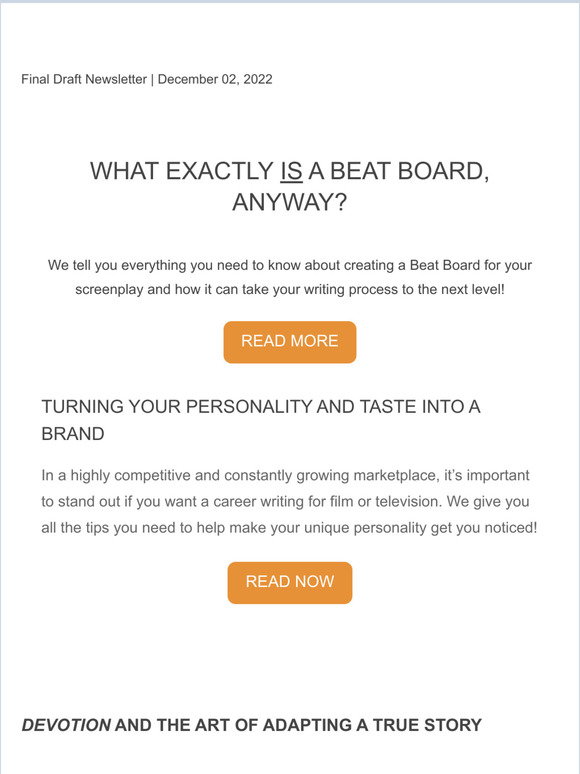Final Draft: What exactly IS a Beat Board, anyway?? + more! | Milled