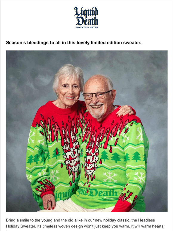 Liquid Death: Headless Holiday Sweater | Milled