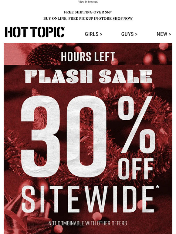 Hot Topic: HOURS left for 30% OFF 🚨 Going, going gone! | Milled