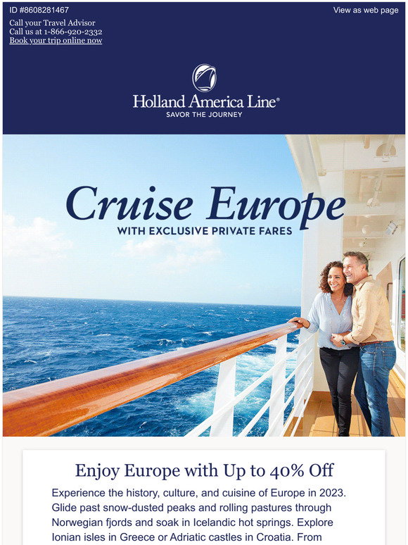Holland America Line: Discover Europe with Private Fares from $479 | Milled