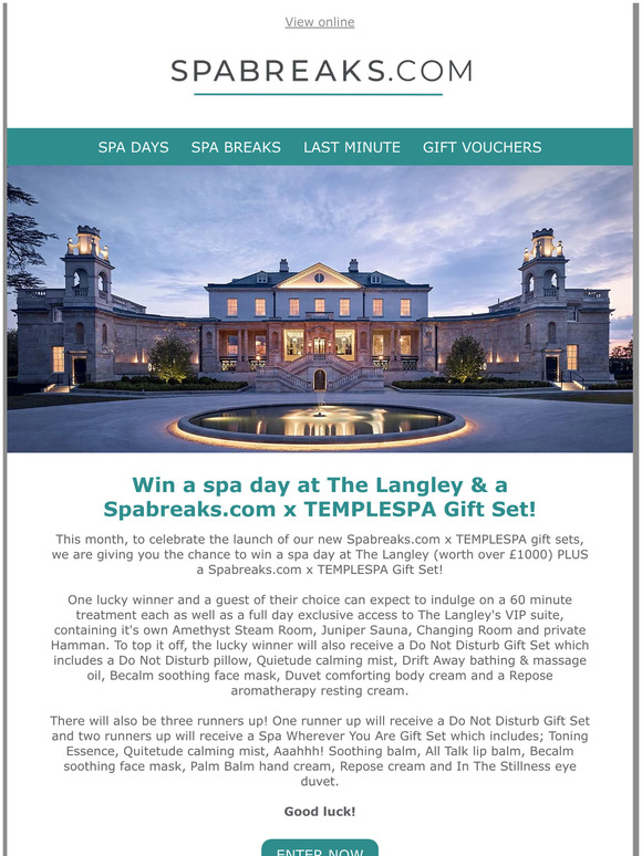SpaBreaks: Win a spa day at The Langley & a Spabreaks.com x TEMPLESPA ...