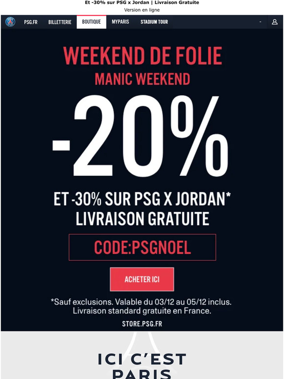 boutique officielle du psg: Weekend de Folie -20% ! | Milled