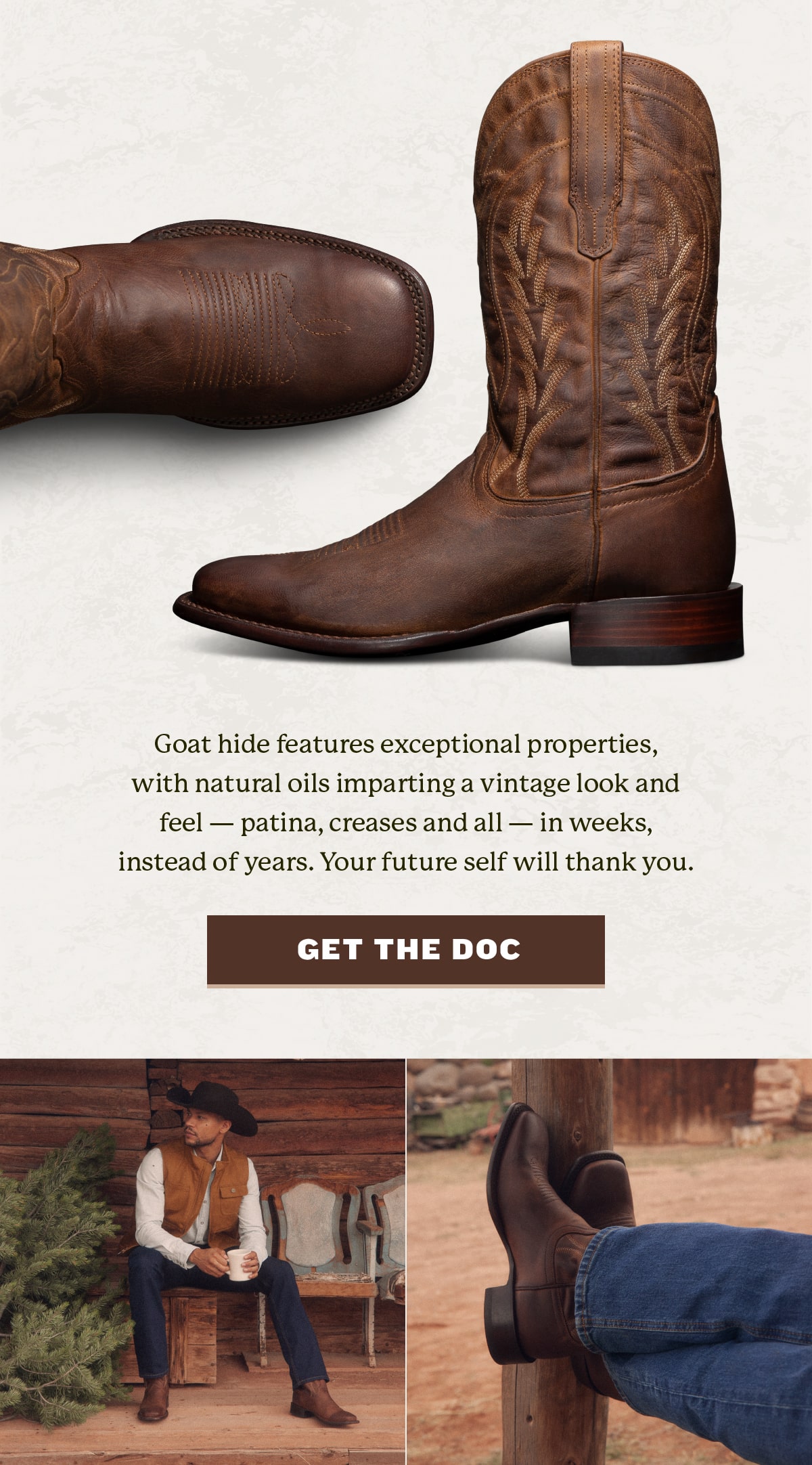 Tecovas: Broad square toe is here in Cafe goat | Milled