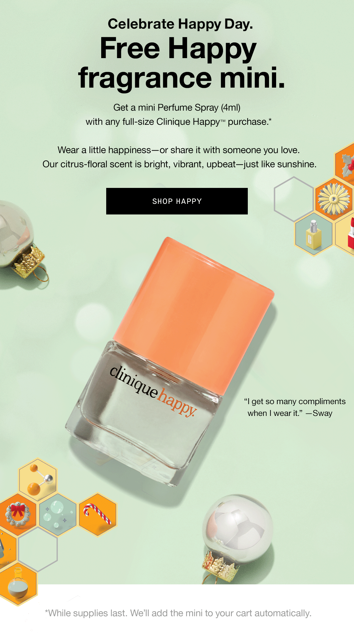 Clinique: 🧡 It’s a happy day! Free Happy mini 🧡 with full-size Happy ...