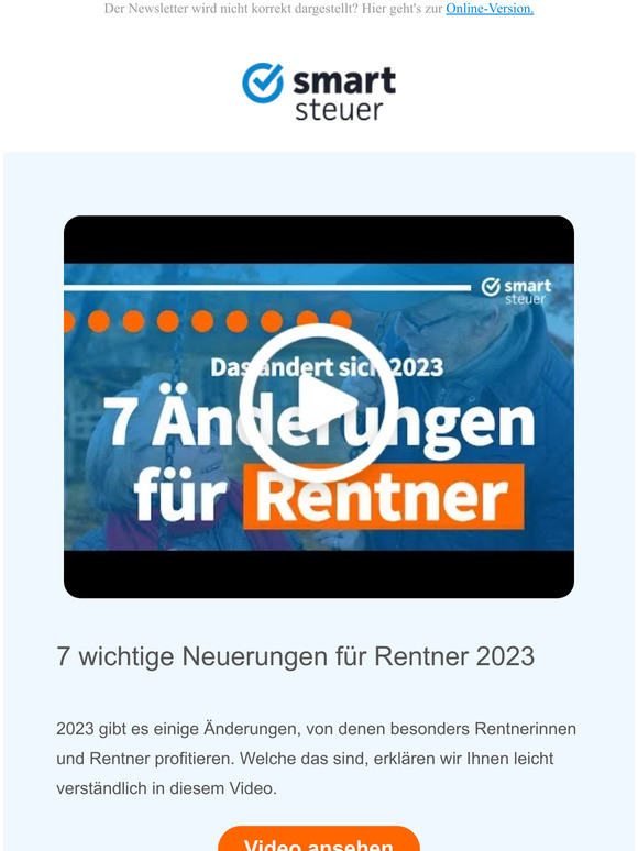 Smartsteuer: 7 wichtige Neuerungen für Rentner 2023 | Milled