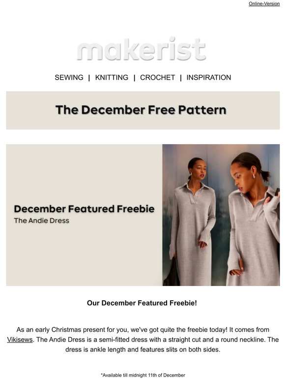 Makerist US: The December Free Pattern | Milled