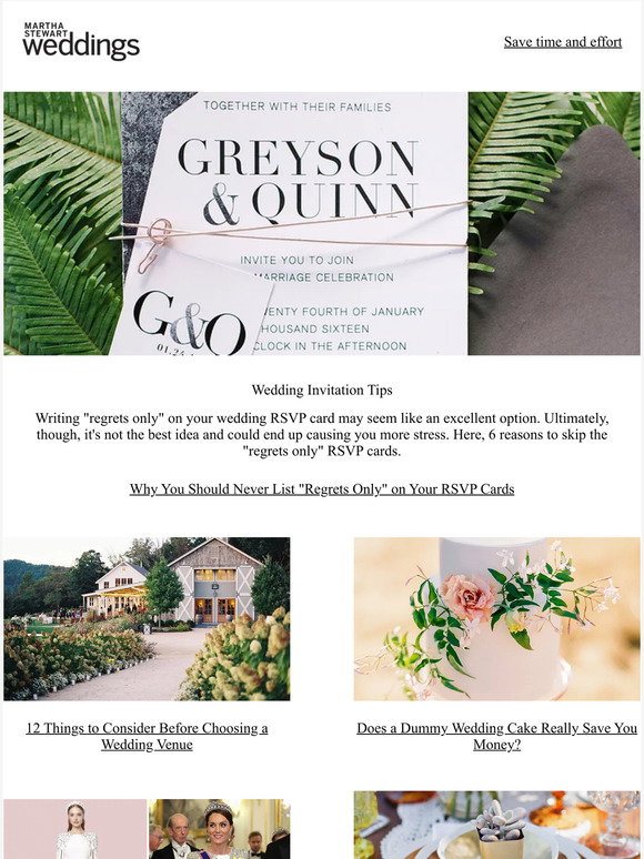 Martha Stewart Weddings: Why You Should Never List "Regrets Only" on ...