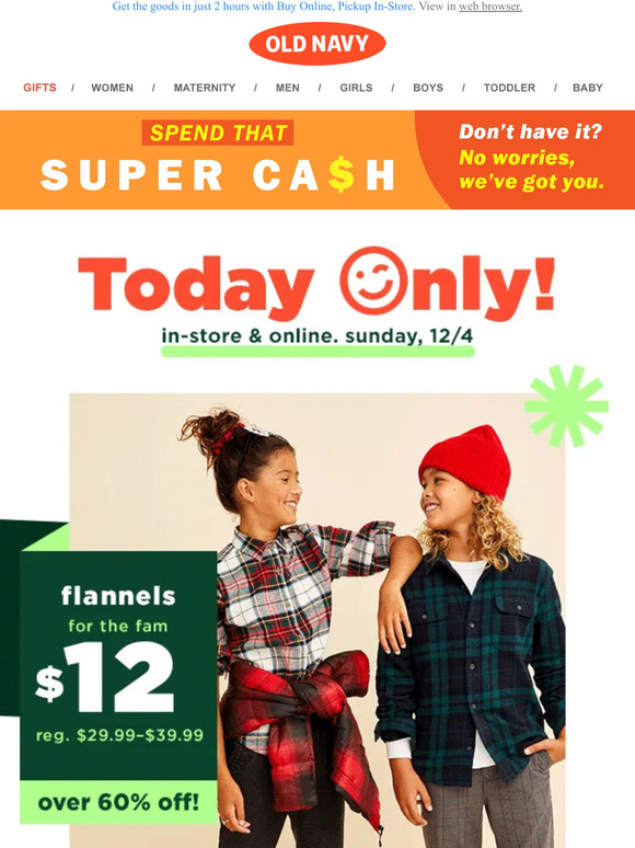 Old Navy: $12 flannels in this email 👀 | Milled