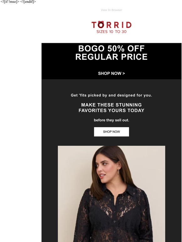 Torrid: Dazzling 'fits - favorites you've viewed are going FAST! | Milled