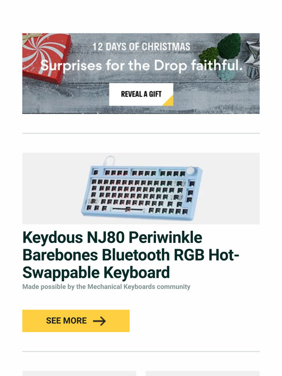 Drop: Keydous NJ80 Periwinkle Barebones Bluetooth RGB Hot-Swappable ...