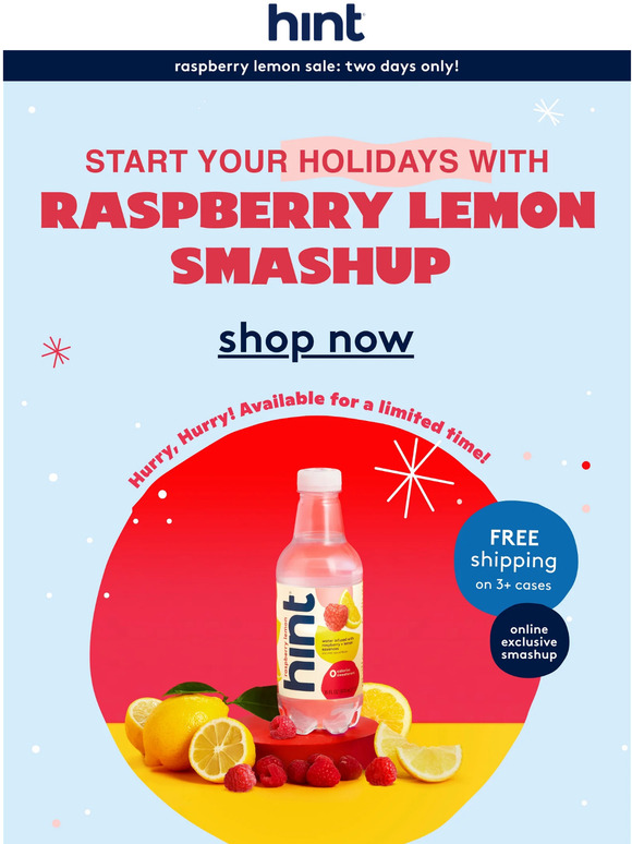 Hint Water: Raspberry Lemon is back for the holidays ️ | Milled