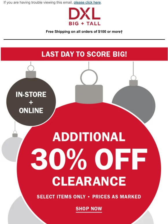 DXL: Last Day to Save an Additional 30% on Clearance! | Milled