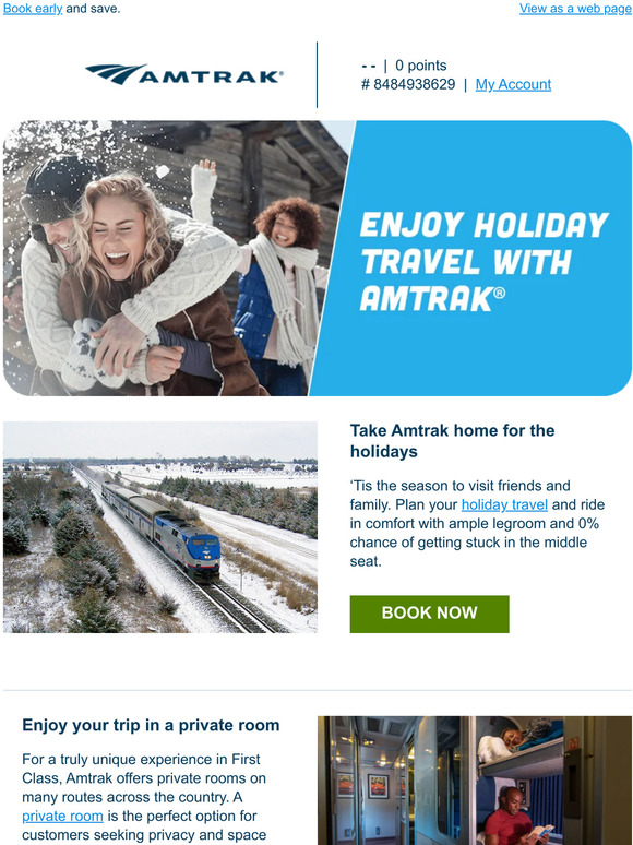 Amtrak: —, travel better during the holidays with Amtrak. | Milled