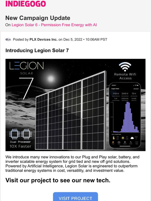 Indiegogo: 📢 Update #13 from Legion Solar 6 - Permission Free Energy ...