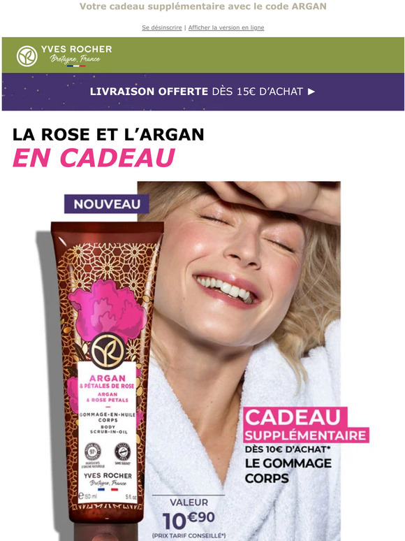 Yves Rocher: Votre CADEAU : le Gommage Corps Argan & Rose | Milled