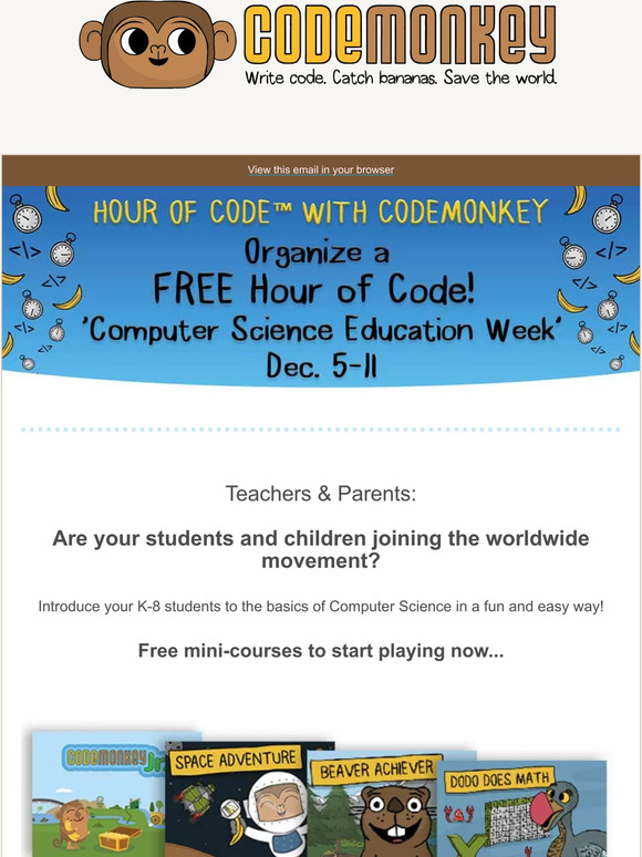 CodeMonkey: 🕜Hour of Code Are your students joining the 🌎 Worldwide ...