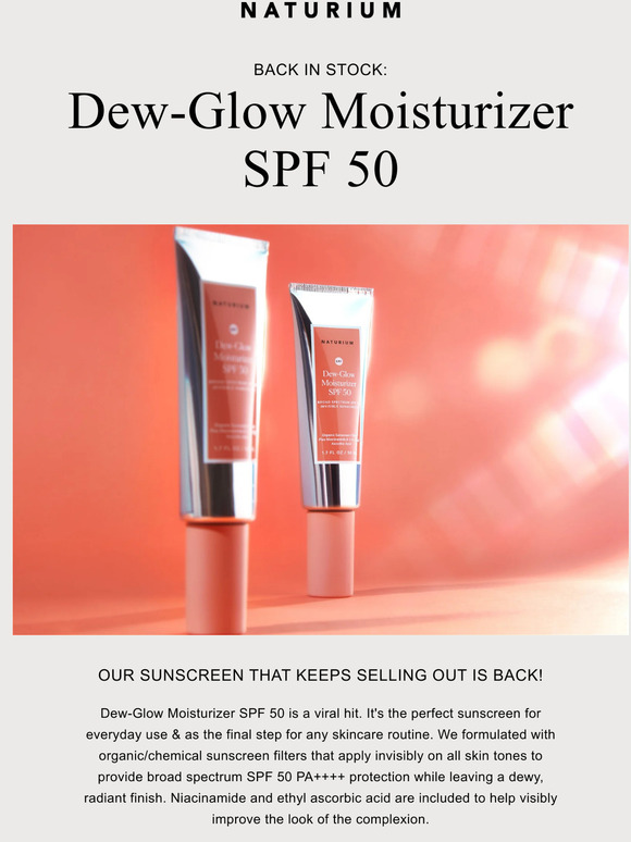 Naturium: BACK IN STOCK: Dew-Glow Moisturizer SPF 50 | Milled