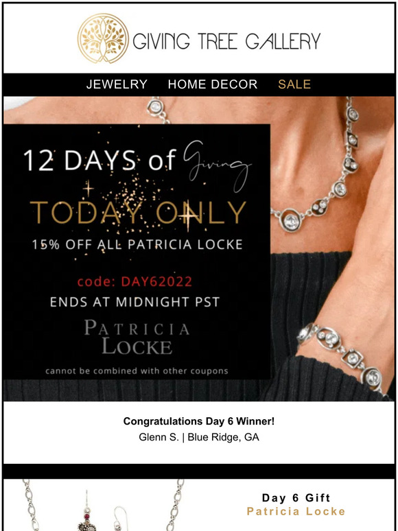 The Giving Tree Gallery: 15% OFF Patricia Locke + Winner Revealed | Milled
