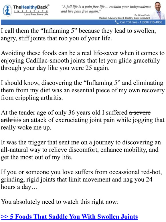 Healthy Back Institute: 5 foods that make your joints miserable | Milled