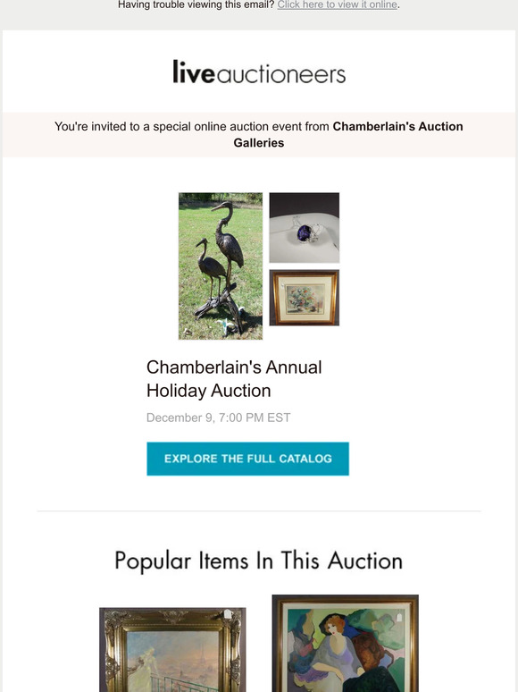 LiveAuctioneers: Chamberlain's Auction Galleries | Annual Holiday ...