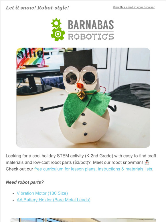 Barnabas Robotics: Build a robot snowman for under $3! ⛄ ️ | Milled