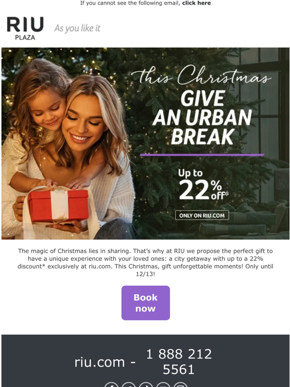 Riu Hotels & resorts: Be original 🎁 Give RIU Plaza for Christmas! | Milled