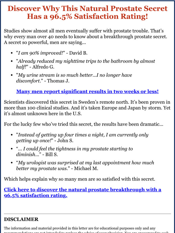 Uniscience: Potent combination of prostate nutrients shown 88% ...