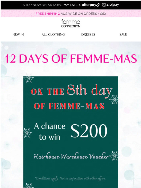 Femme Connection: 12 Days of Femme-mas is here with exciting new offers every day! Click to ...