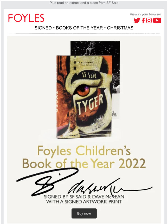 Foyles: Children's Book of the Year: SF Said's Tyger, illustrated by ...