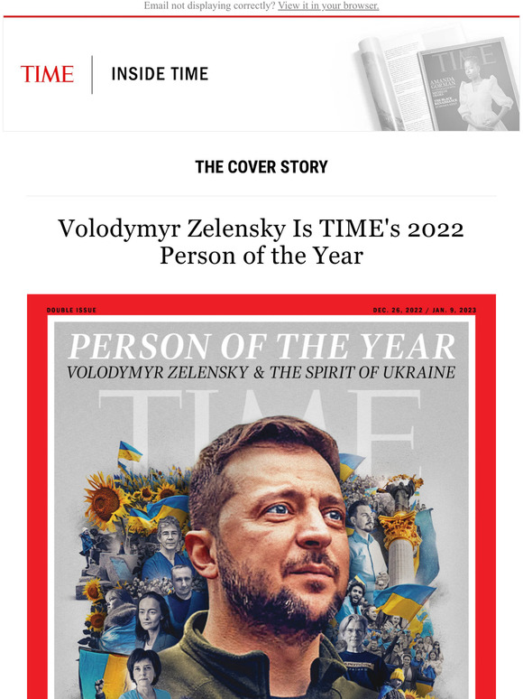 TIME: The cover story: Volodymyr Zelensky is TIME's Person of the Year ...