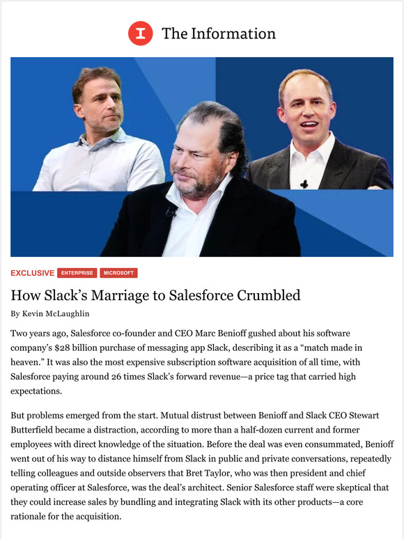 The Information: Exclusive: How Slack’s Marriage to Salesforce Crumbled ...