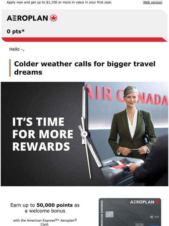 Air Canada: Earn up to 50,000 Aeroplan points as a welcome bonus with ...