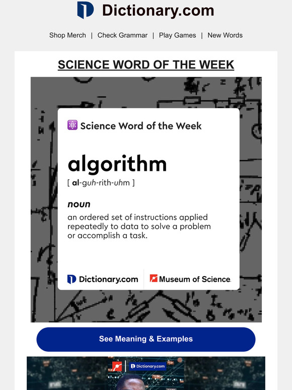 Dictionary.com: algorithm | Science Word Of The Week | Milled