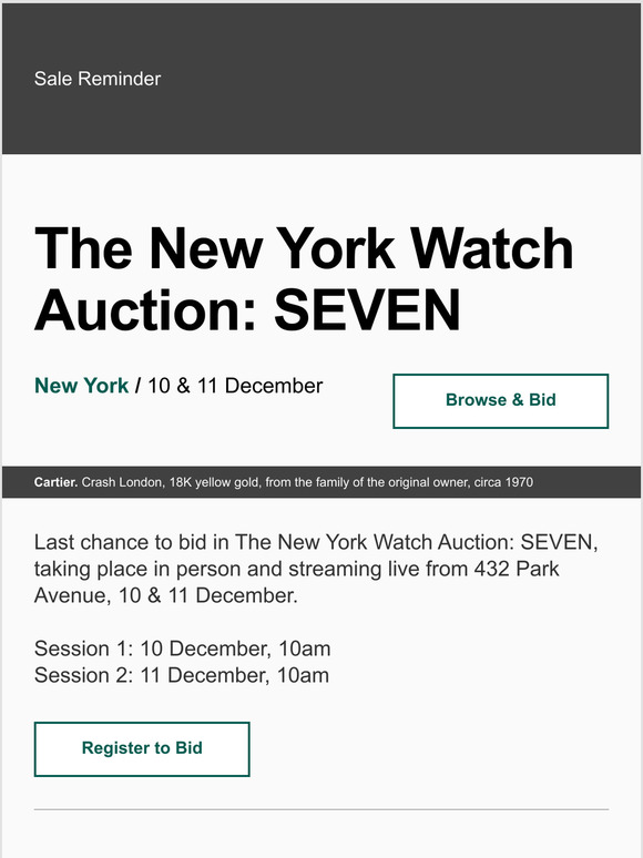 Phillips: Sale Reminder | The New York Watch Auction: SEVEN | Milled