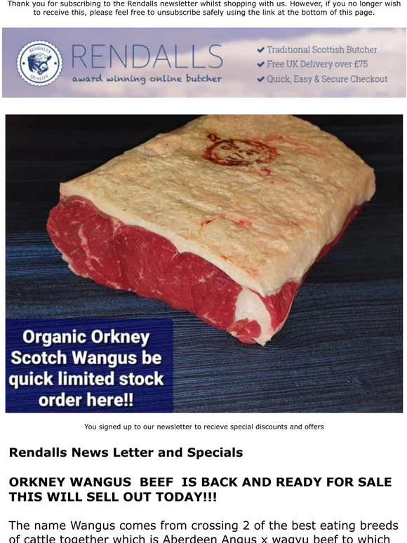 Rendalls Online Butcher: 🐮 Hi —, Our Organically Reared Orkney Wangus ...
