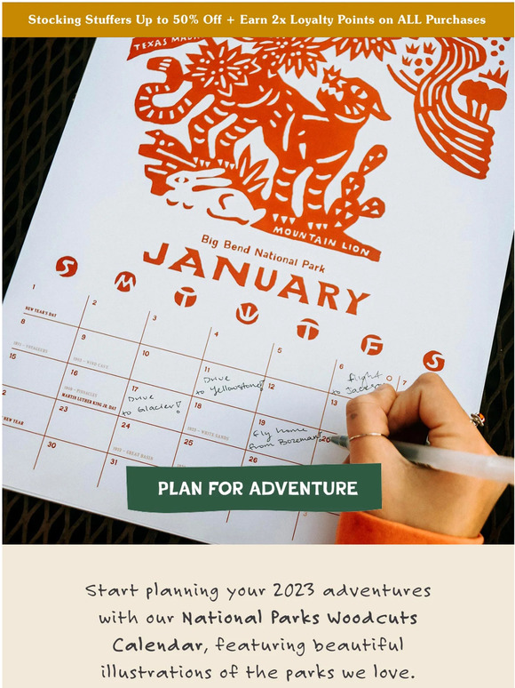 Parks Project: 2023 national park calendar, posters, & more | Milled