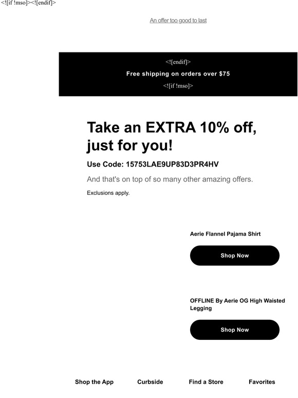 American Eagle: PRICE DROP! On sale + an EXTRA 10% off your faves | Milled