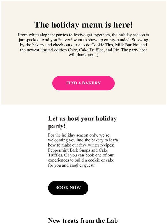 Milk Bar: Our new holiday menu is here! | Milled