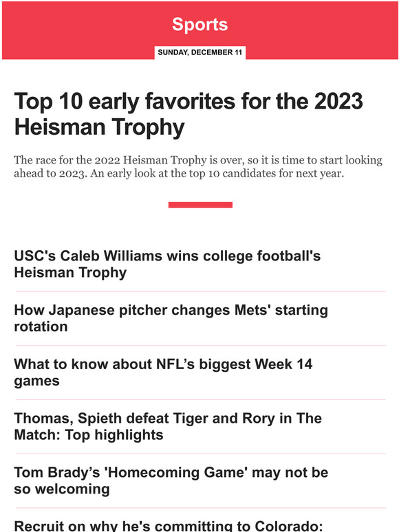 USA TODAY: Top 10 early favorites for the 2023 Heisman Trophy | Milled