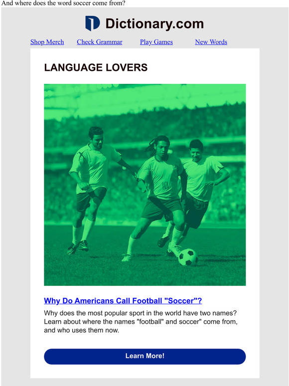 Dictionary.com: ⚽ Why Do Americans Call Football "Soccer"? | Milled
