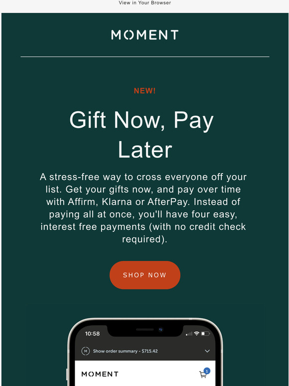 Moment: Gift Now, Pay Later | Milled