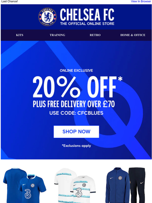 Chelsea Megastore: 20% OFF ENDS MIDNIGHT TONIGHT! | Milled