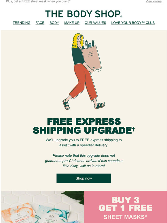 The Body Shop: FREE express shipping upgrade^ | Milled